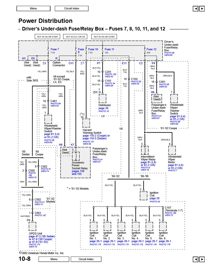 Honda Accord 2002 wiring diagrams
